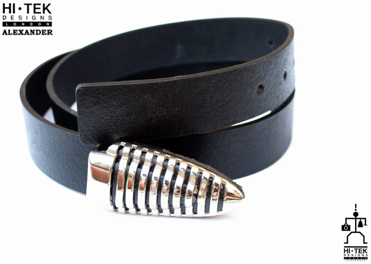 Hi Tek Alexander black leather belt with stainless steel fastener ...