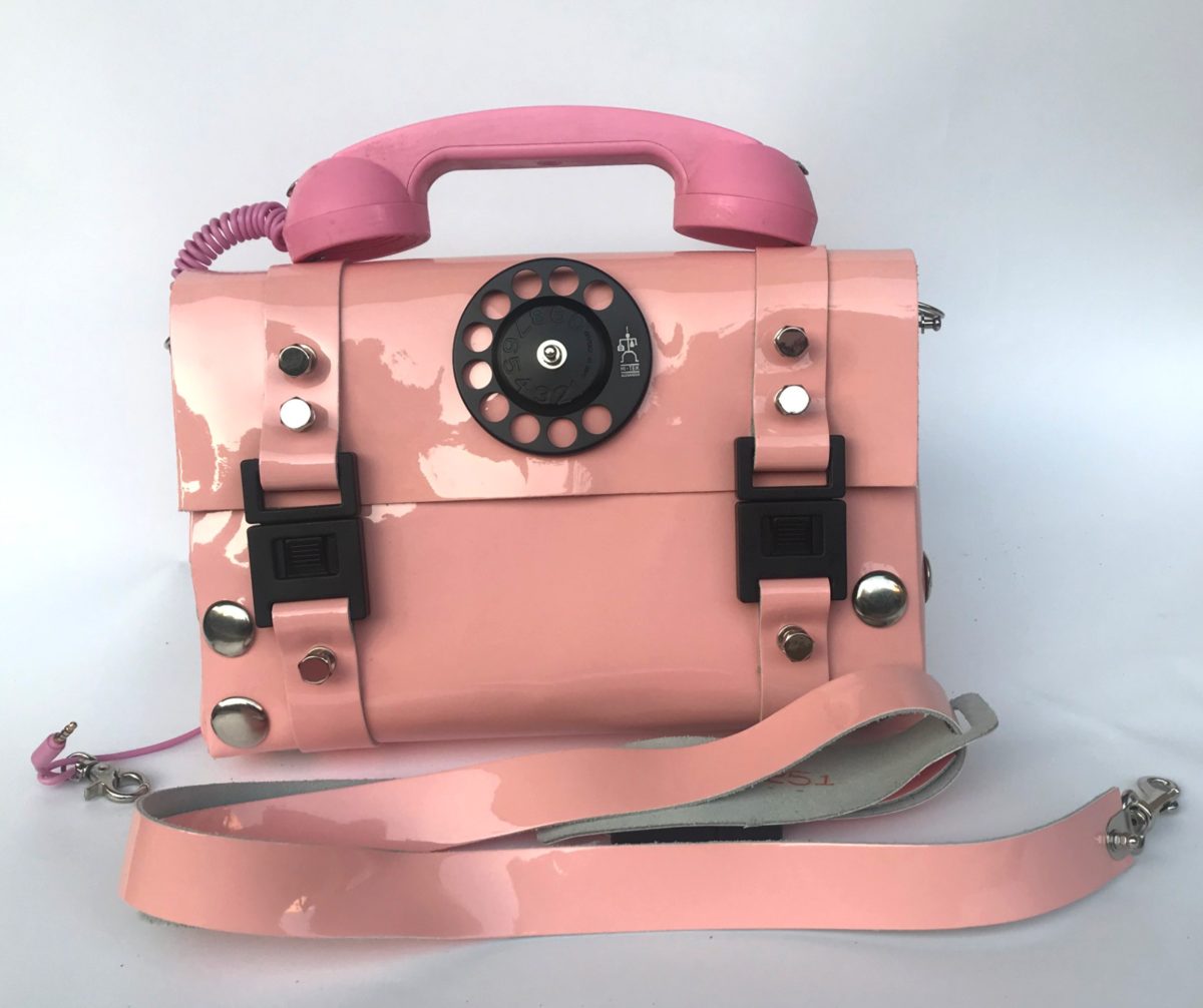 pink shiny leather shoulder bag unusual handle - Hi Tek Webstore