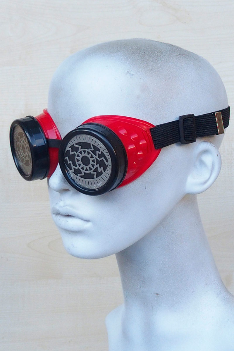steampunk goggles stainless steel lens red plastic cups EYE - Hi Tek ...