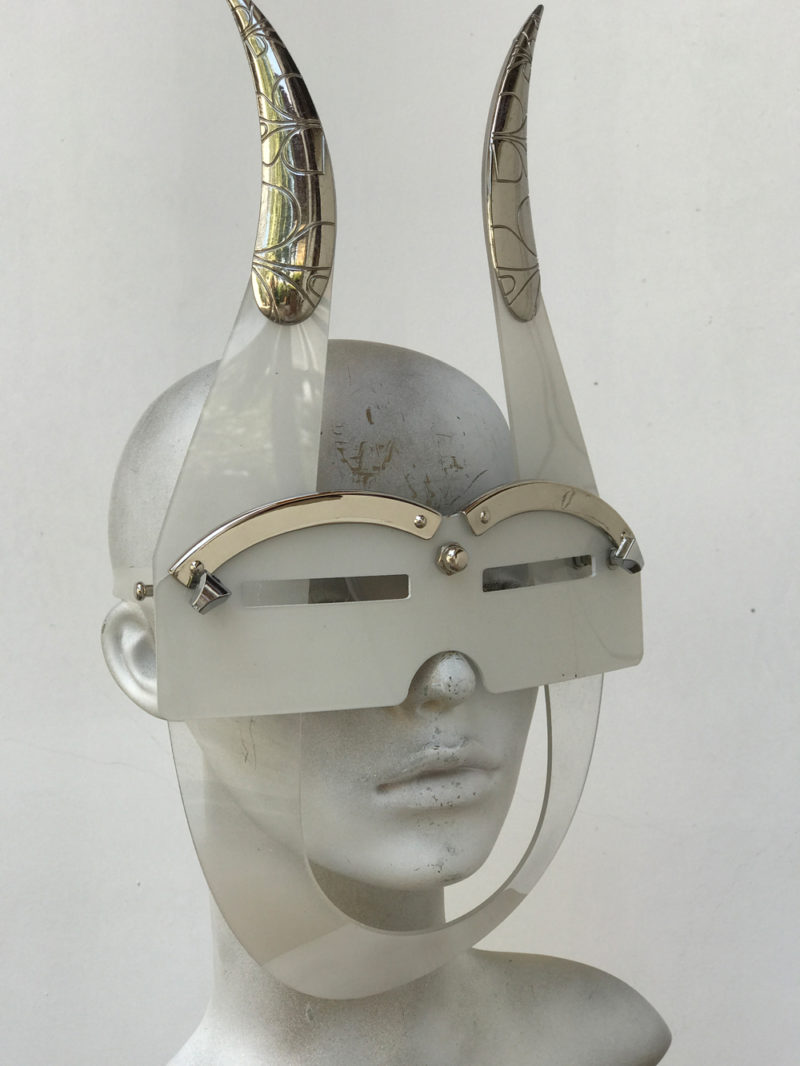 mask with horns and metal components, styling video, Burning Man - Hi ...