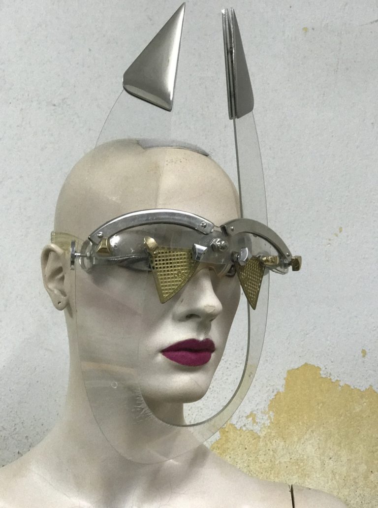 eyewear mask with horns and perforated metal lens unusual unique Hi Tek ...