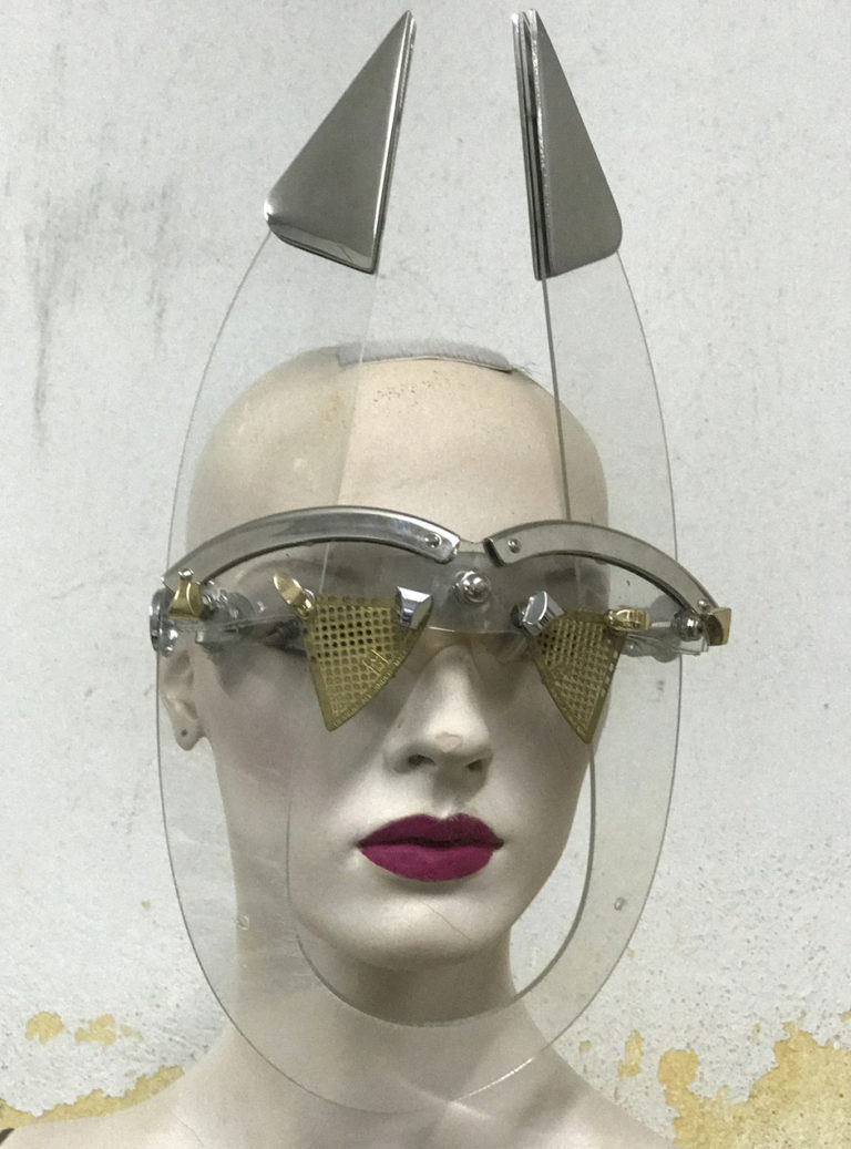 eyewear mask with horns and perforated metal lens unusual unique Hi Tek ...