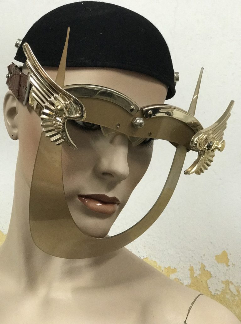 gold eyewear mask with wings gold angel wings Hi Tek - Hi Tek Webstore